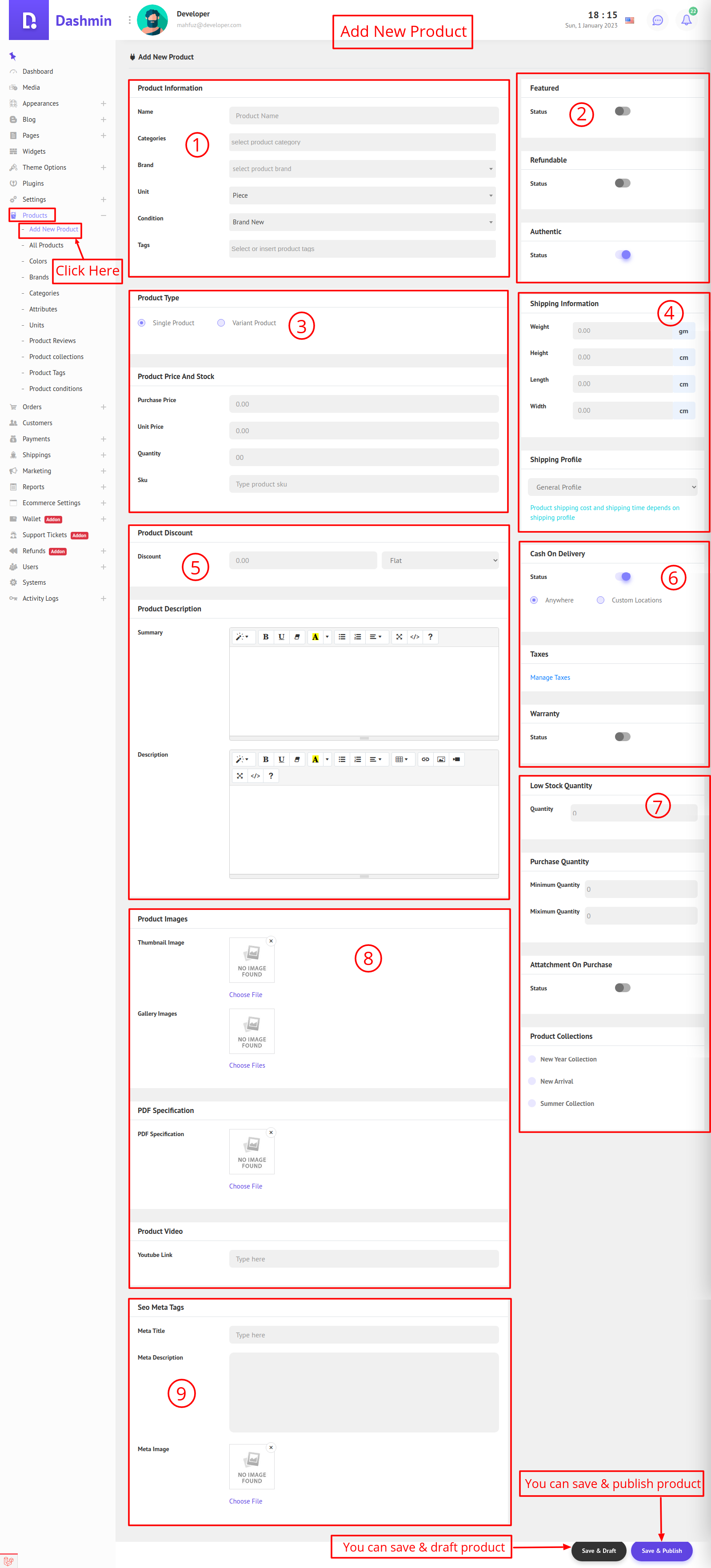 How to Create New Product